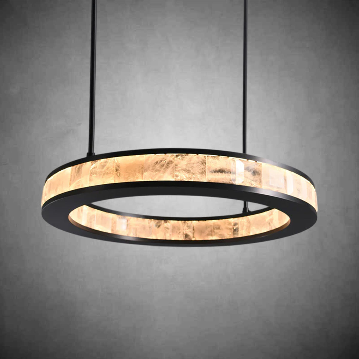 Rosario Luxury Round Rock Crystal Pendant Chandelier Lighting