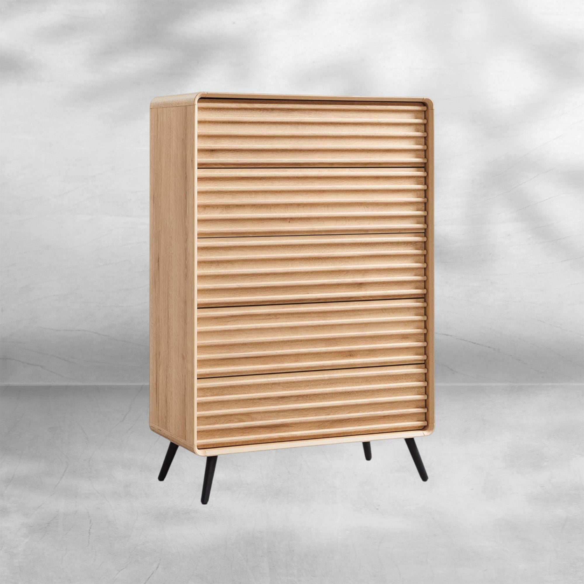 Mid Century Modern 5~6 Drawer Dresser, Dark Walnut Finish